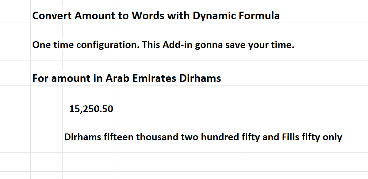 Free Download UAE Dirham (AED) Spell Number MS Excel Addin.